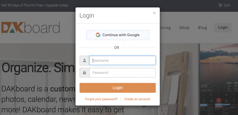 Google Single Sign On Authentication – DAKboard