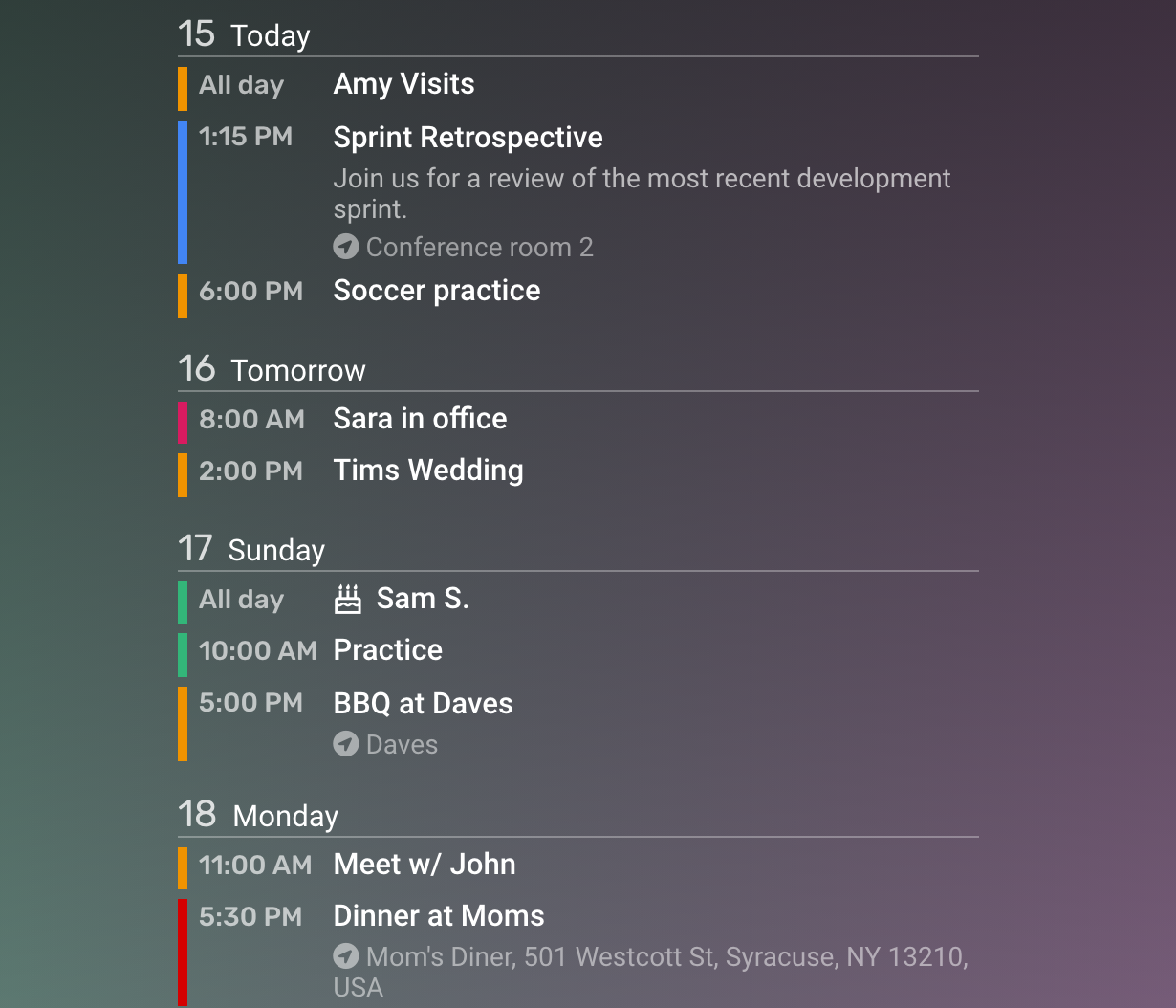 Agenda Calendar Style Updates – DAKboard